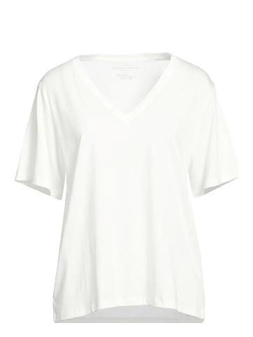 Majestic Filatures V-neck Short Sleeve T-shirt In Lyocell And Organic Cotton - Ivory