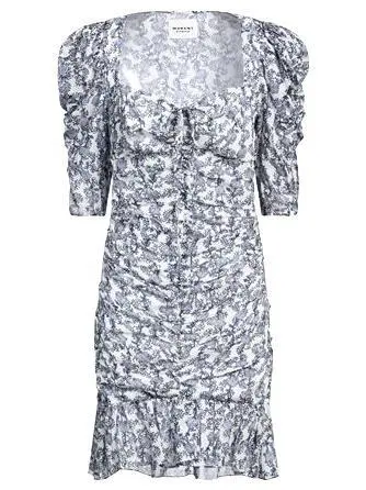 MARANT ETOILE Floral Print Gathered Mini Dress - Blue