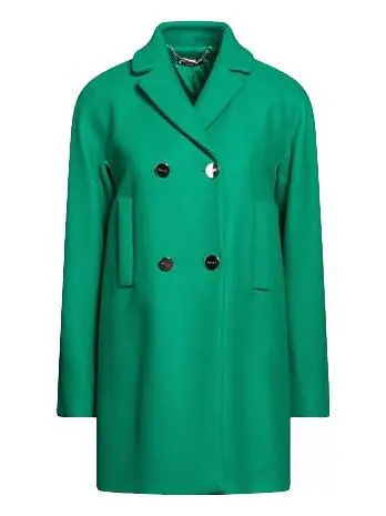 Liu Jo Double-breasted Coat In Virgin Wool And Polyamide - Green