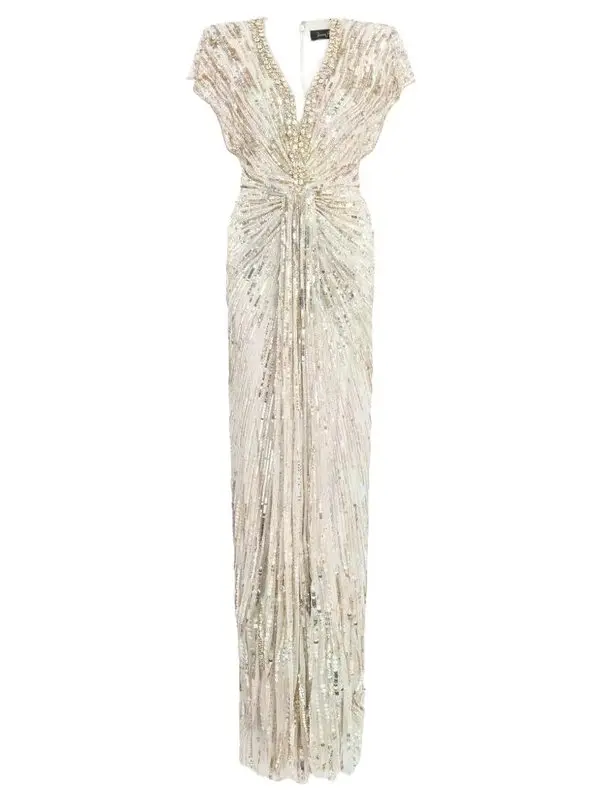 Jenny Packham Lacie Sequin Embellished Gown - Grey