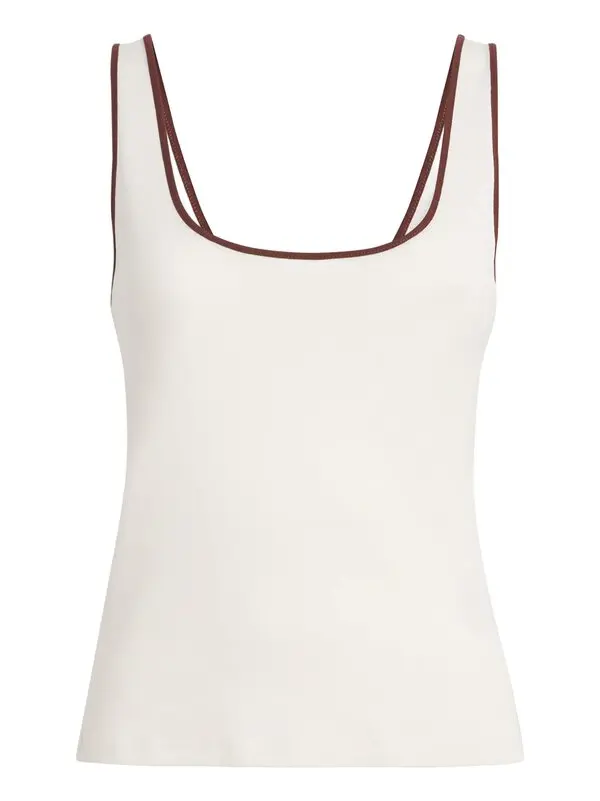 ME+EM Organic Cotton Contrast Trim Tank Top - White