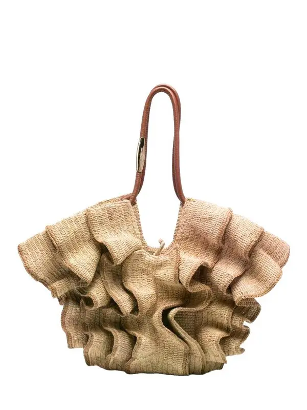 Zimmermann Medium Goldentime Ruffled Detail Tote Bag - Neutrals