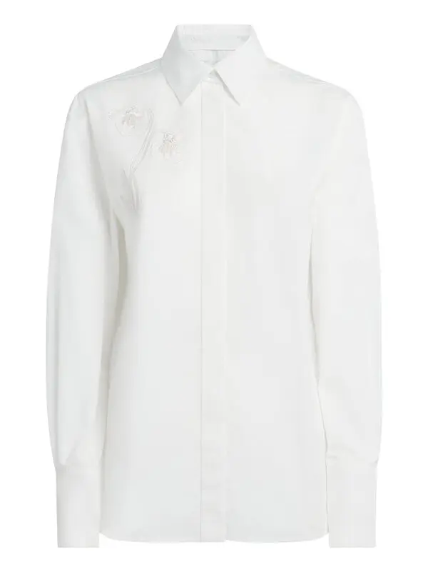 Erdem Floral Embroidered Cotton Poplin Shirt - White