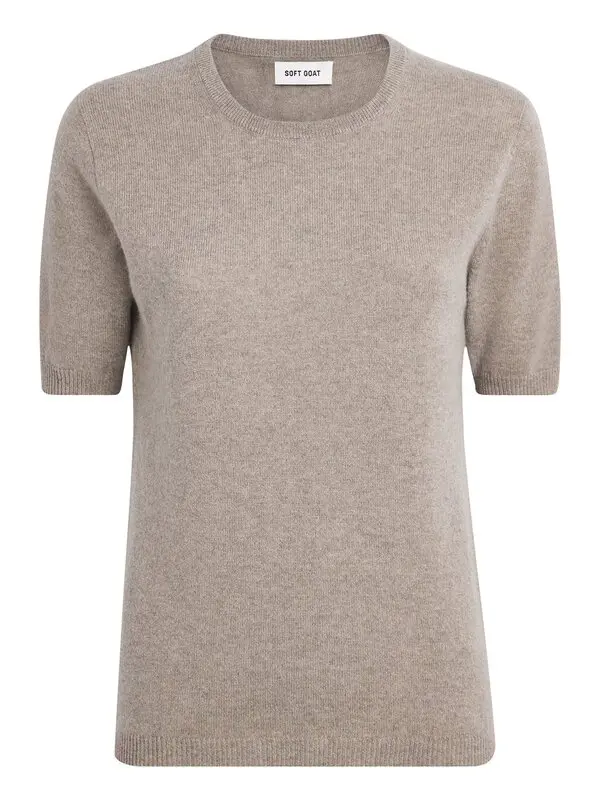Soft Goat Cashmere Short-sleeve Sweater - Grey