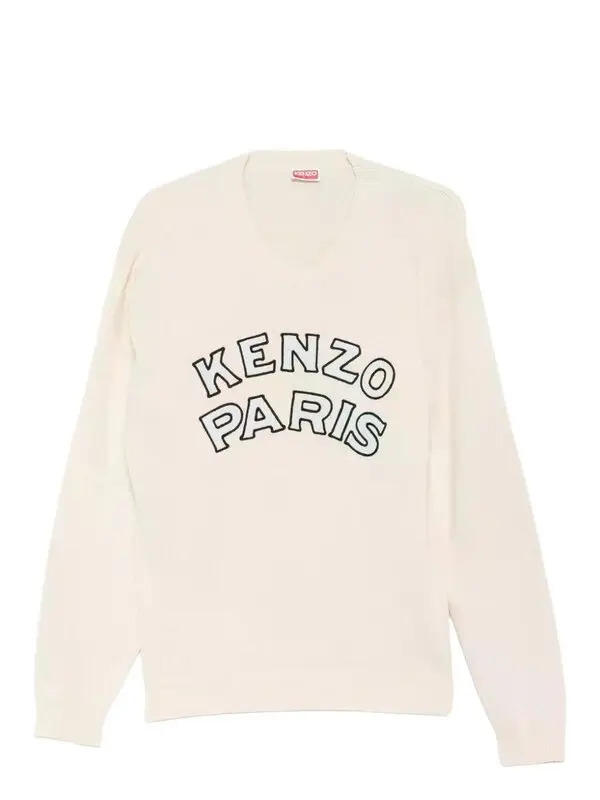 Kenzo Logo-embroidered Sweater - Neutrals