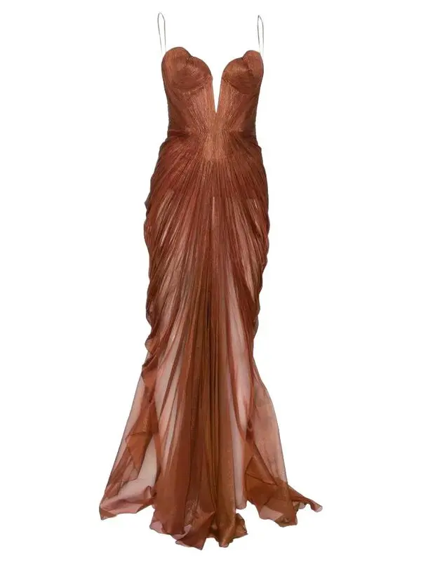 MARIA LUCIA HOHAN Cecilia Corset Maxi Dress - Brown