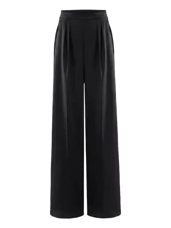 SAIID KOBEISY Pleated Wide-leg Trousers - Black