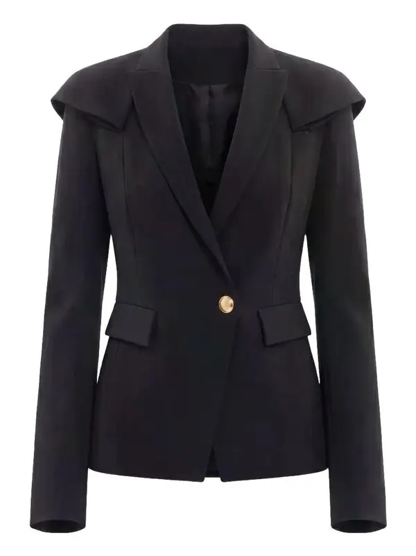 SAIID KOBEISY Ruffled Tailored Blazer - Black