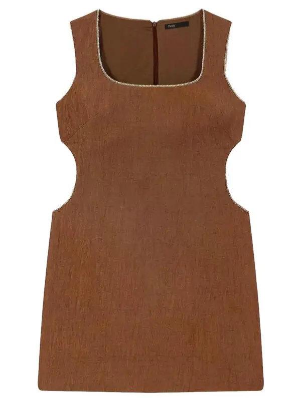 Maje Embellished Cut-out Mini Dress - Brown
