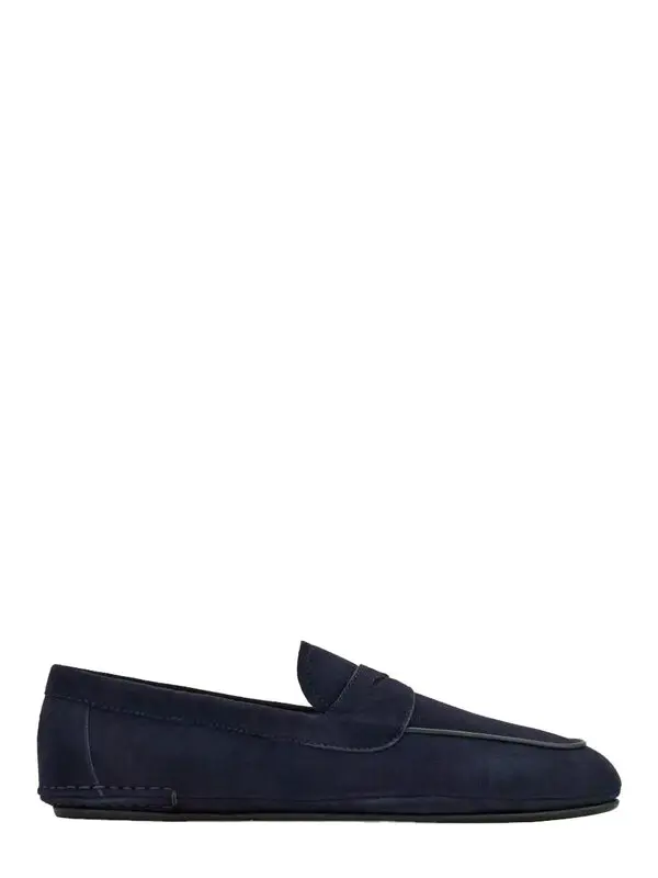 FERRAGAMO Suede Tubular Loafers - Blue
