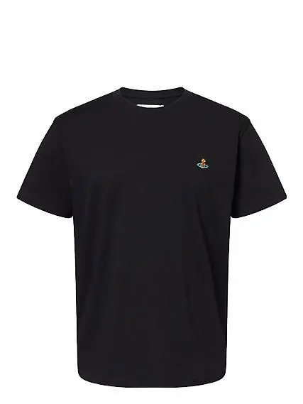 VIVIENNE WESTWOOD Embroidered-orb Crew-neck Cotton T-shirt - Black