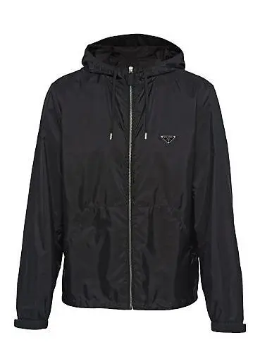 Prada Re-nylon Drawstring Hood Shell Jacket - Black