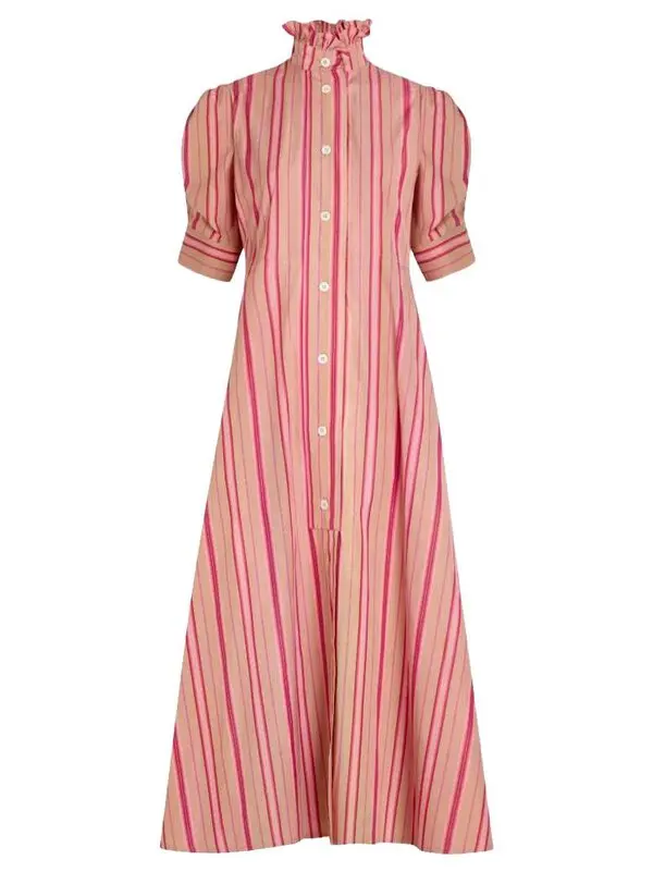 Thierry Colson Venetia Striped Midi Dress - Neutrals