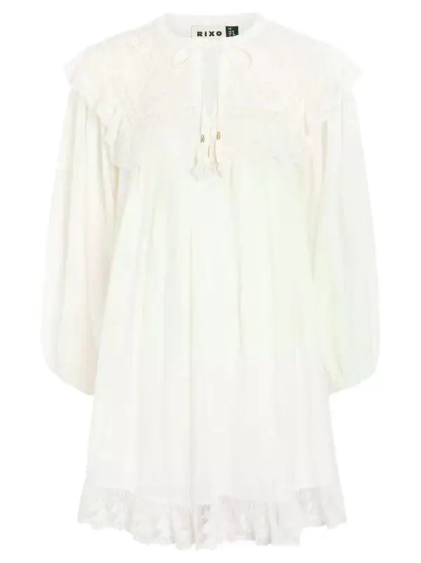 Rixo Inez Embroidered Cotton Mini Dress - White