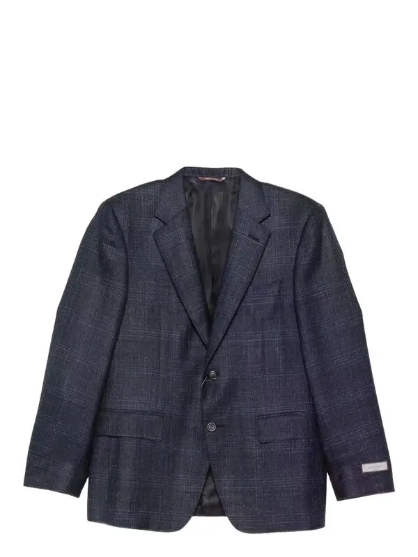Canali Check-pattern Notched-lapel Blazer - Blue