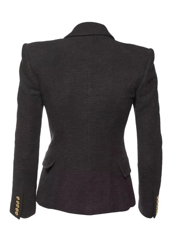 Balmain Double-breasted Tweed Blazer - Black