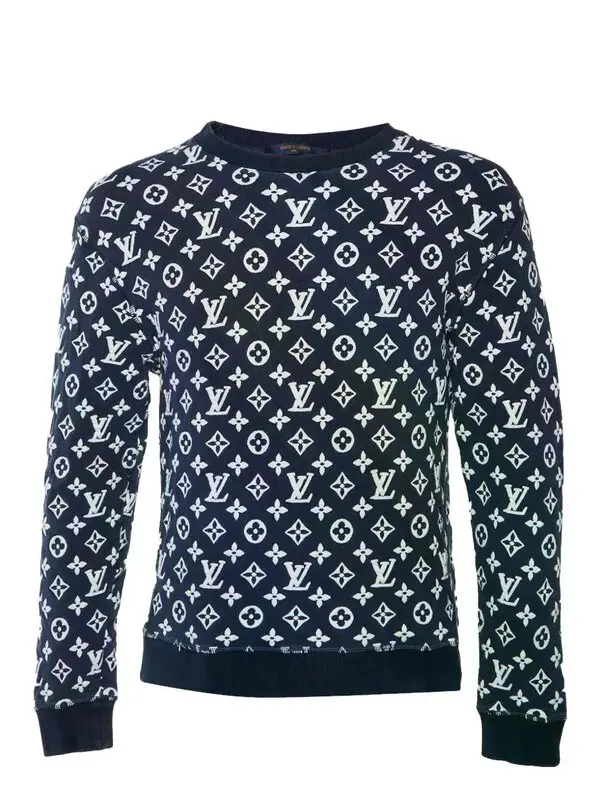 LOUIS VUITTON Monogram Jacquard Knit Sweater - Blue
