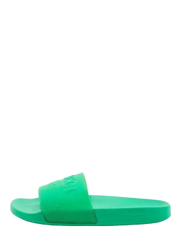 Gucci Embossed Logo Pool Slides - Green
