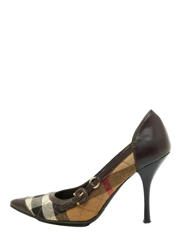 Burberry Check Canvas Pointed-toe Pumps - Brown