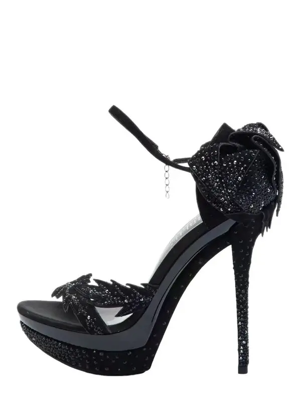 LORIBLU Crystal-embellished Platform Sandals - Black