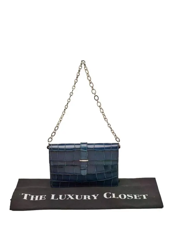 Furla Greta Croc-embossed Clutch Bag - Blue