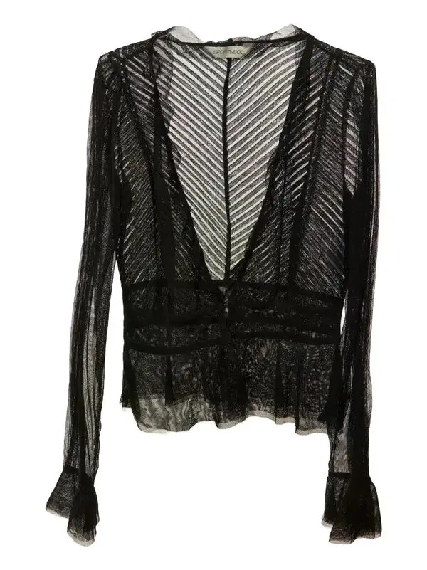 Sportmax Sheer Peplum Blouse - Black