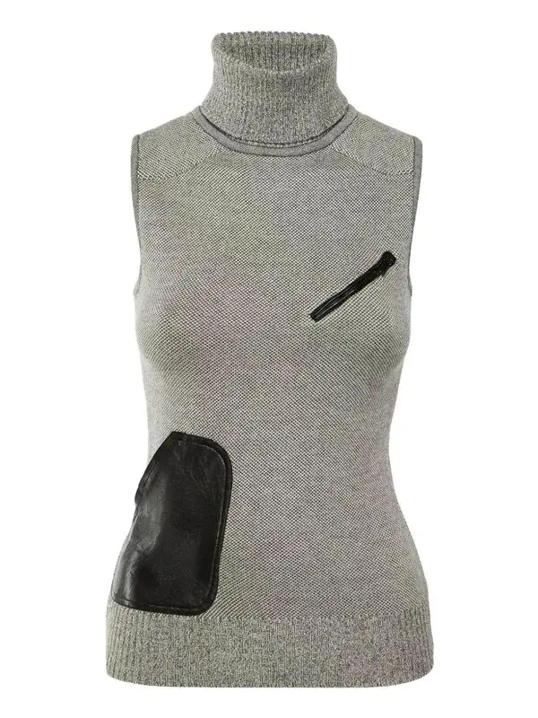Dior Knit Turtleneck Tank Top - Grey