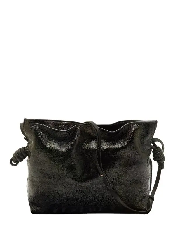 Loewe Flamenco Knot Leather Shoulder Bag - Black