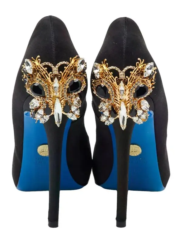 LORIBLU Butterfly Crystal Embellished Pumps - Black