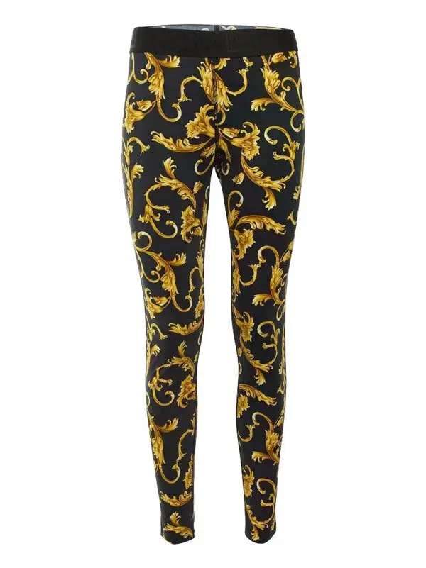 Versace Baroque-print Jersey Leggings - Black