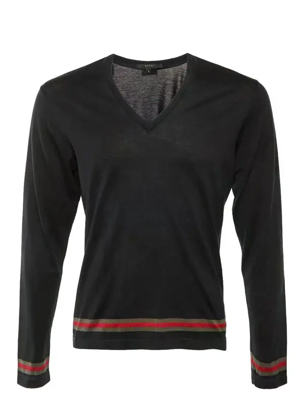 Gucci Web Stripe V-neck T-shirt - Black