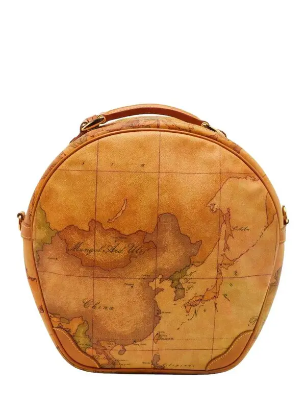 ALVIERO MARTINI 1° CLASSE Geo Map Print Leather Crossbody Bag - Neutrals