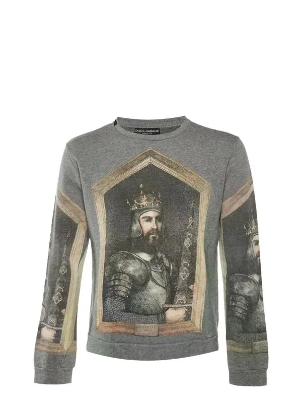 Dolce & Gabbana King Print Crewneck Sweatshirt - Grey