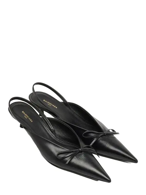 Balenciaga Leather Bow Detail Pumps - Black