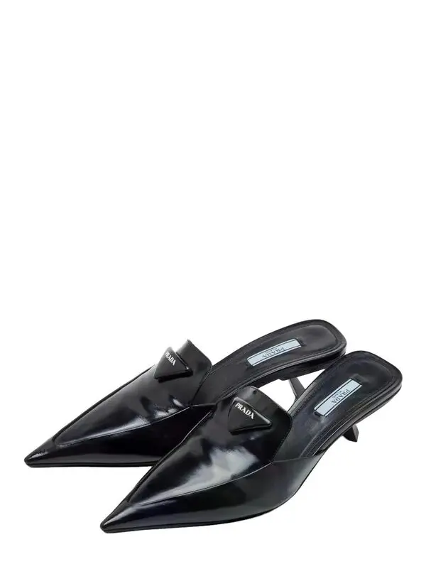 Prada Logo-plaque Mules - Black