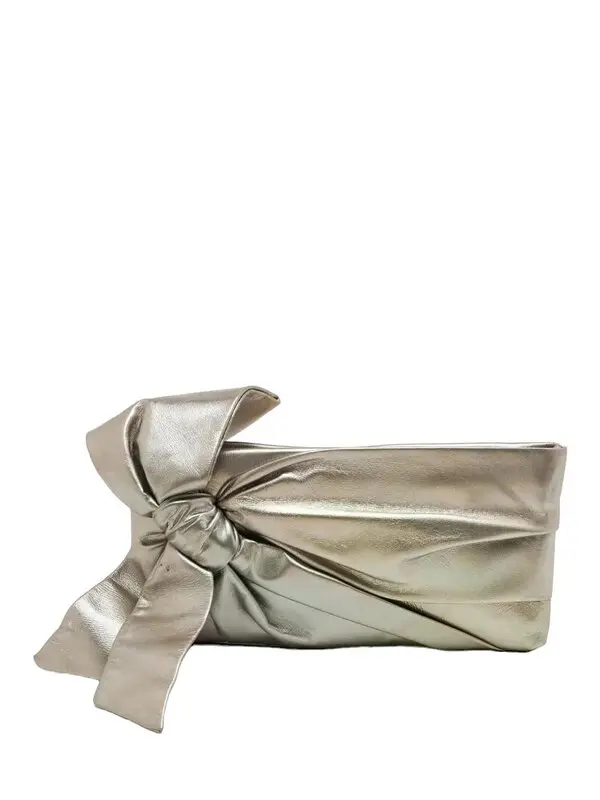 Valentino Garavani Bow Leather Clutch Bag - Silver