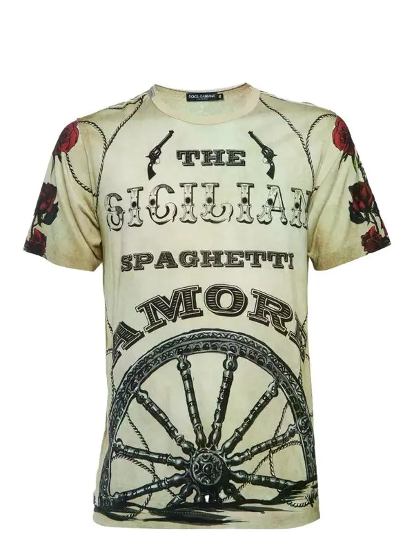 Dolce & Gabbana The Sicilian Printed T-shirt - Neutrals