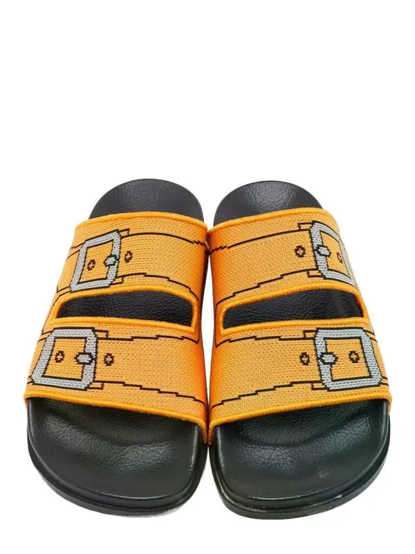 Marni Graphic Buckle Print Sandals - Orange