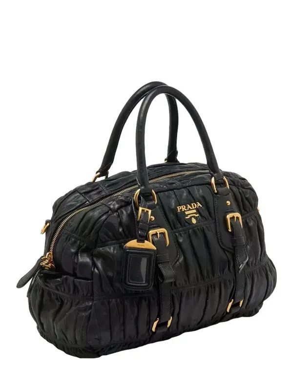 Prada Gaufre Pleated Tote Bag - Black