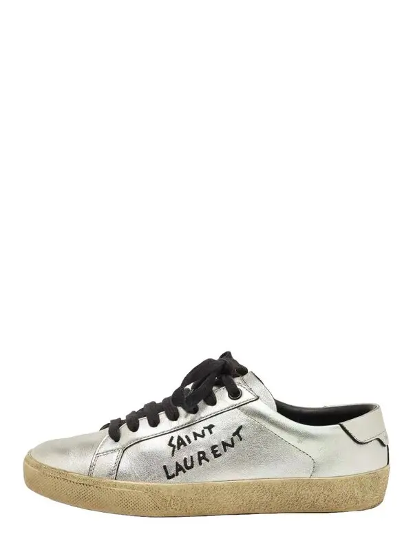 Saint Laurent Court Classic Leather Sneakers - Silver