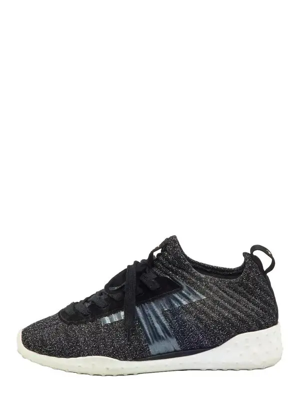 TOD'S Vintage Suede-trim Sneakers With T-print - Black