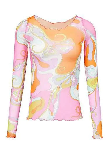 Emilio Pucci Printed Long Sleeve Woven T-shirt - Multicolor