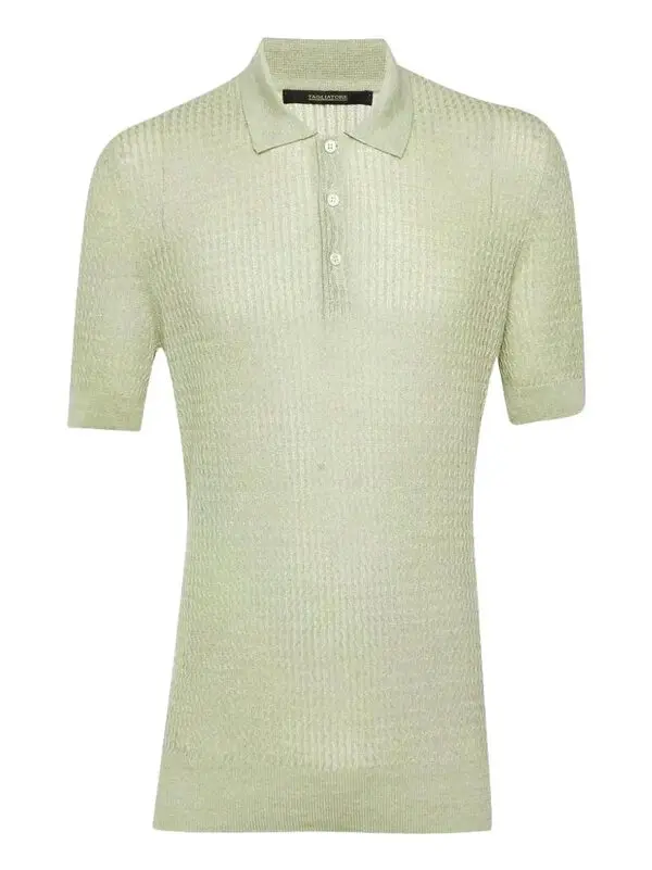 424 Wavy Knit Polo Shirt - Green