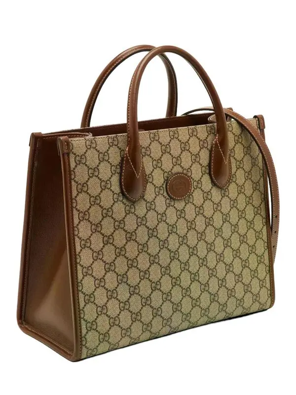 Gucci Gg Supreme Interlocking G Tote Bag - Brown