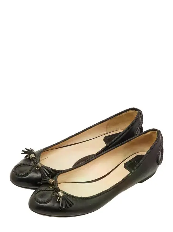 Dior Tassel Leather Ballet Flats - Black
