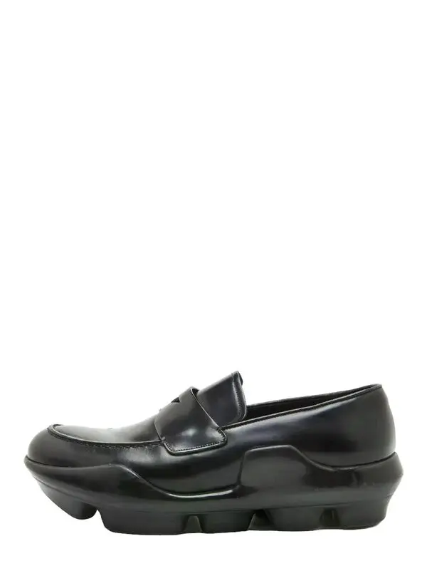 Prada Brushed Leather Loafers - Black