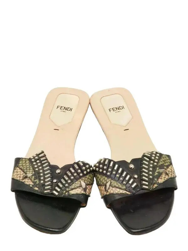 Fendi Studded Flat Sandals - Black