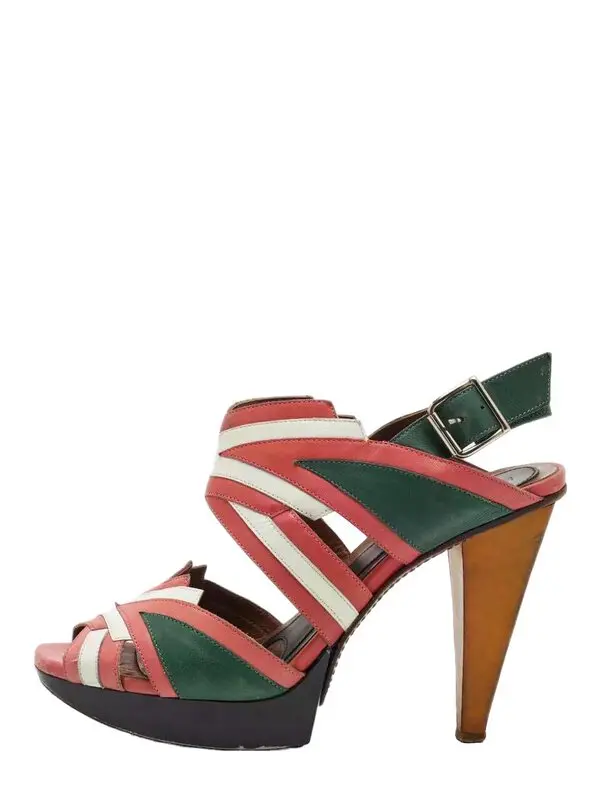 Marni Colorblock Platform Slingback Sandals - Red