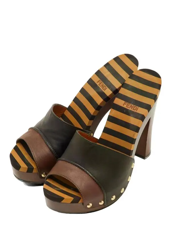 Fendi Striped Platform Sandals - Black