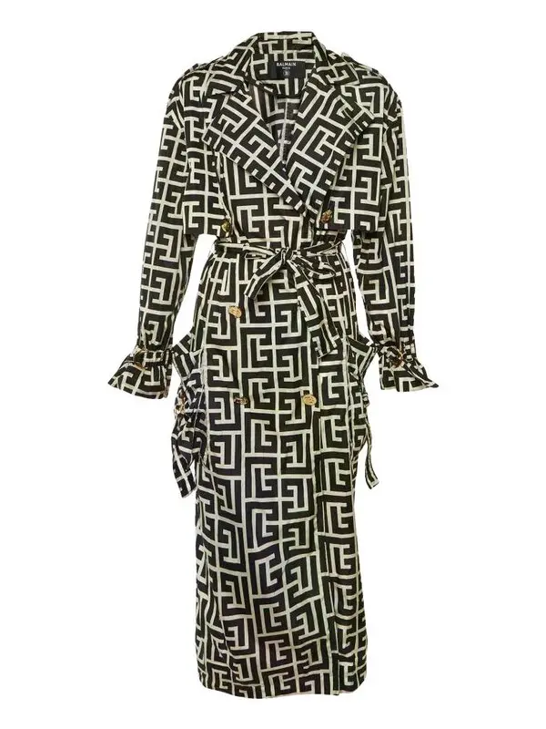 Balmain Monogram Print Coat - Black